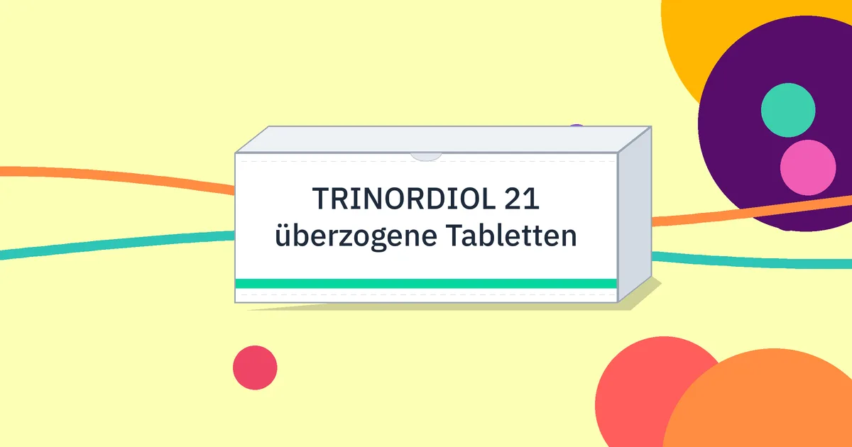 Symbolbild: Packung mit der Aufschrift TRINORDIOL 21 überzogene Tabletten (PZN 00714828) – Verfügbarkeit und Bezug in Apotheken in Frankfurt am Main