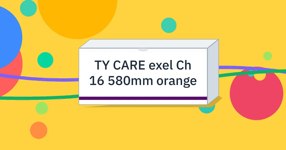 Symbolbild: Packung mit der Aufschrift TY CARE exel Ch 16 580mm orange (PZN 00814317) – Verfügbarkeit und Bezug in Apotheken in Frankfurt am Main