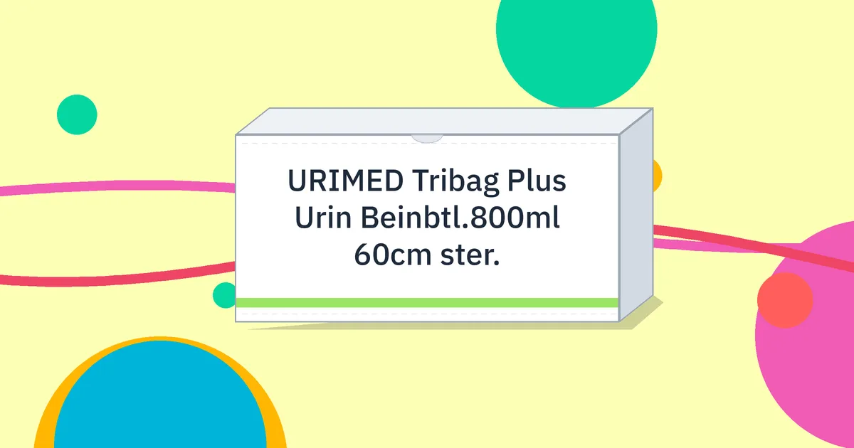 Symbolbild: Packung mit der Aufschrift URIMED Tribag Plus Urin Beinbtl.800ml 60cm ster. (PZN 05016000) – Verfügbarkeit und Bezug in Apotheken in Frankfurt am Main
