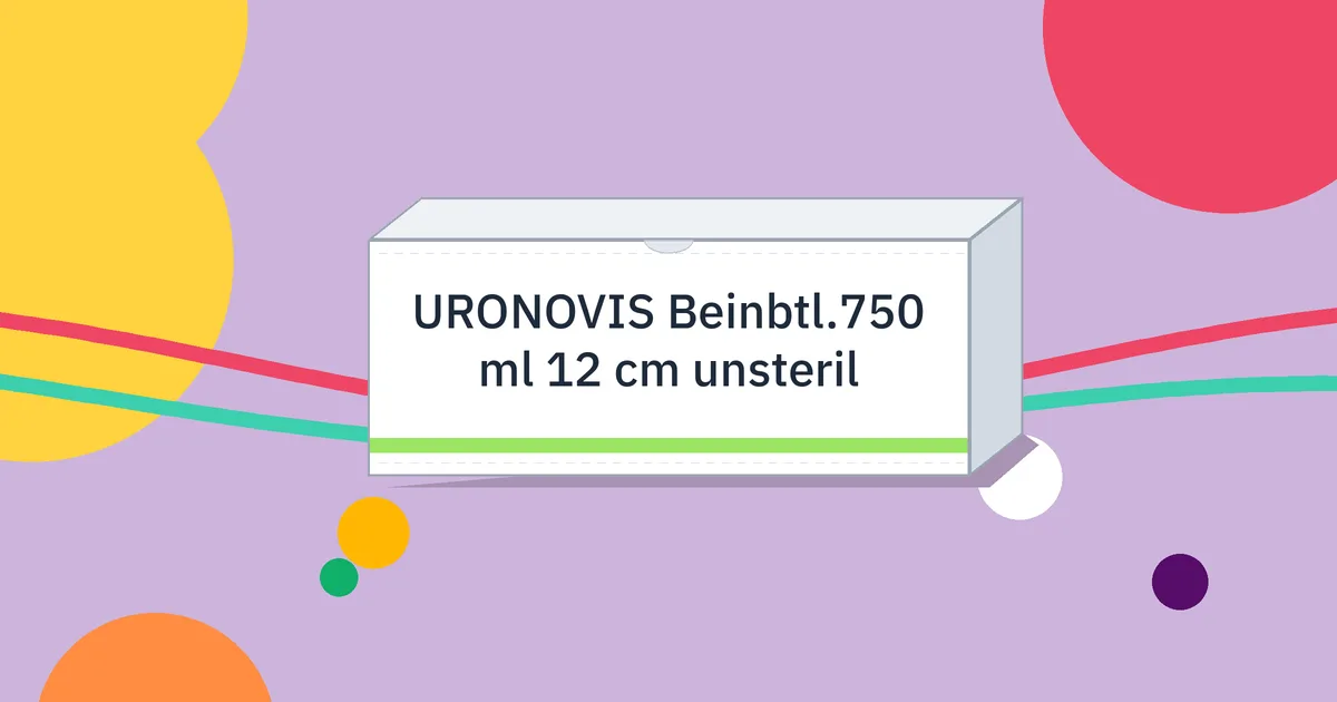 Symbolbild: Packung mit der Aufschrift URONOVIS Beinbtl.750 ml 12 cm unsteril (PZN 14373130) – Verfügbarkeit und Bezug in Apotheken in Frankfurt am Main