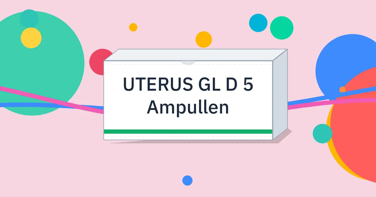 Symbolbild: Packung mit der Aufschrift UTERUS GL D 5 Ampullen (PZN 03789301) – Verfügbarkeit und Bezug in Apotheken in Frankfurt am Main