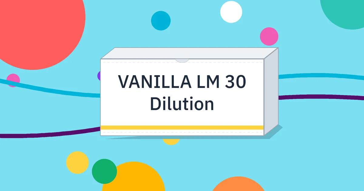 Symbolbild: Packung mit der Aufschrift VANILLA LM 30 Dilution (PZN 13263994) – Verfügbarkeit und Bezug in Apotheken in Frankfurt am Main