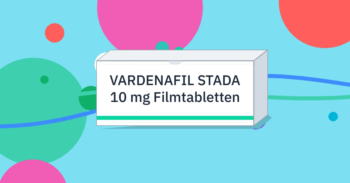 Symbolbild: Packung mit der Aufschrift VARDENAFIL STADA 10 mg Filmtabletten (PZN 14053655) – Verfügbarkeit und Bezug in Apotheken in Frankfurt am Main