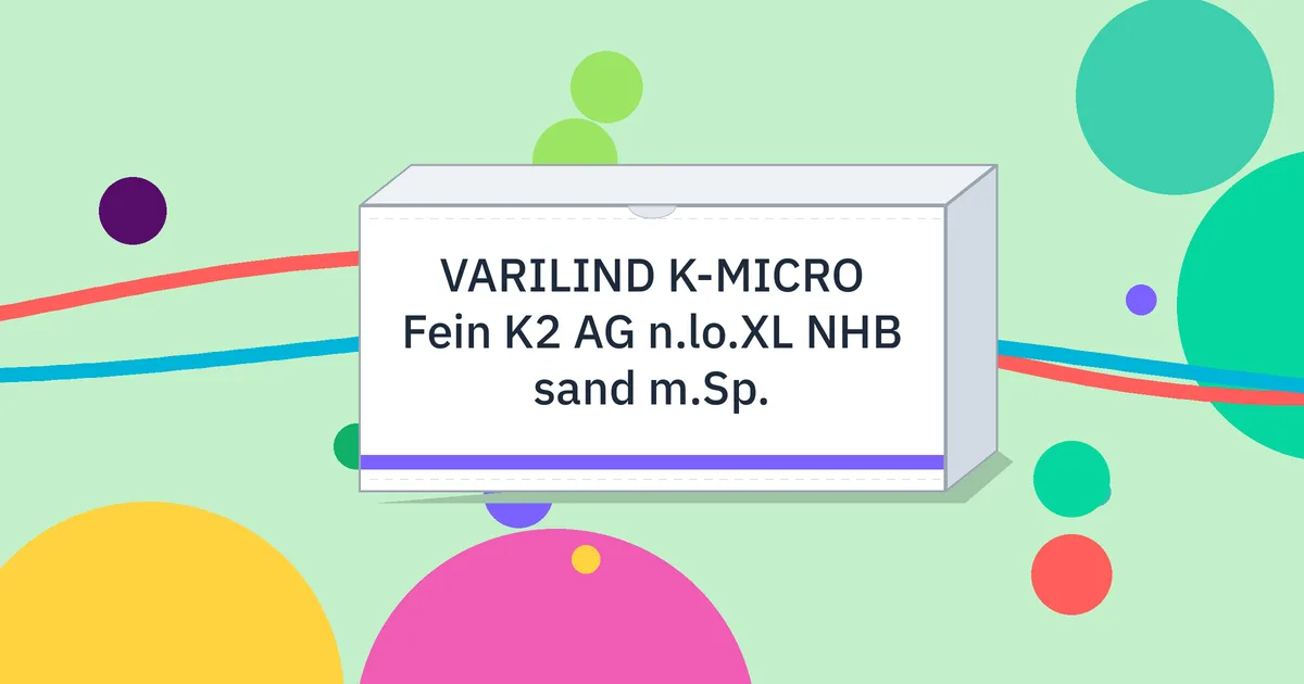 Symbolbild: Packung mit der Aufschrift VARILIND K-MICRO Fein K2 AG n.lo.XL NHB sand m.Sp. (PZN 20555846) – Verfügbarkeit und Bezug in Apotheken in Frankfurt am Main
