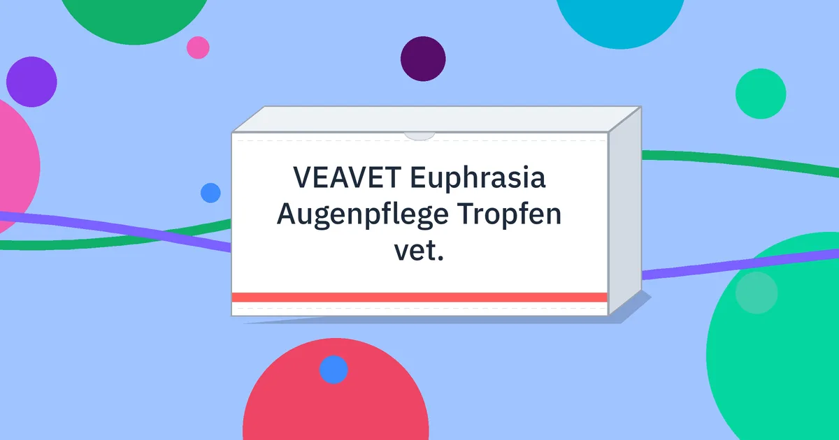 Symbolbild: Packung mit der Aufschrift VEAVET Euphrasia Augenpflege Tropfen vet. (PZN 17560358) – Verfügbarkeit und Bezug in Apotheken in Frankfurt am Main