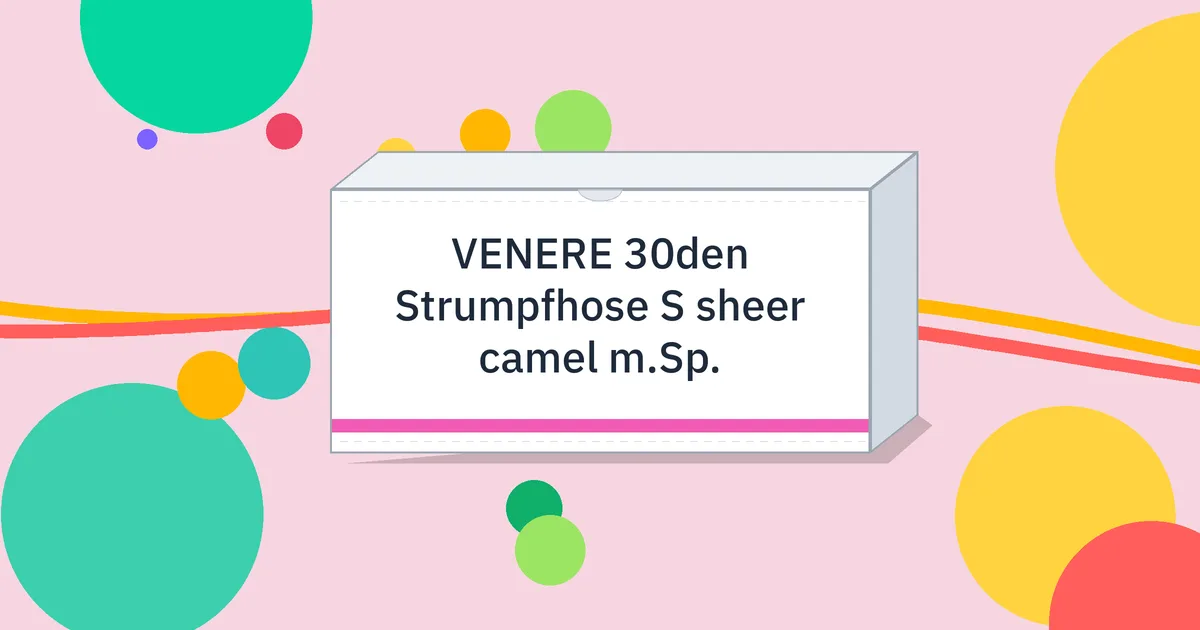 Symbolbild: Packung mit der Aufschrift VENERE 30den Strumpfhose S sheer camel m.Sp. (PZN 16172358) – Verfügbarkeit und Bezug in Apotheken in Frankfurt am Main
