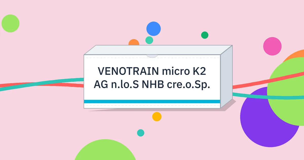 Symbolbild: Packung mit der Aufschrift VENOTRAIN micro K2 AG n.lo.S NHB cre.o.Sp. (PZN 05716631) – Verfügbarkeit und Bezug in Apotheken in Frankfurt am Main