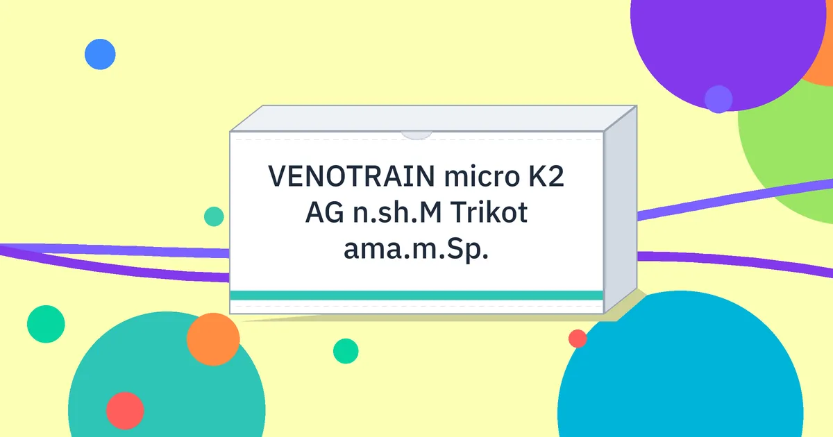 Symbolbild: Packung mit der Aufschrift VENOTRAIN micro K2 AG n.sh.M Trikot ama.m.Sp. (PZN 05712550) – Verfügbarkeit und Bezug in Apotheken in Frankfurt am Main