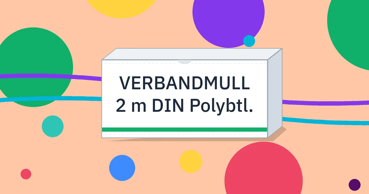 Symbolbild: Packung mit der Aufschrift VERBANDMULL 2 m DIN Polybtl. (PZN 01721612) – Verfügbarkeit und Bezug in Apotheken in Frankfurt am Main