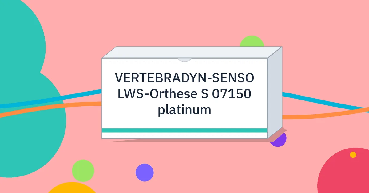Symbolbild: Packung mit der Aufschrift VERTEBRADYN-SENSO LWS-Orthese S 07150 platinum (PZN 05542898) – Verfügbarkeit und Bezug in Apotheken in Frankfurt am Main