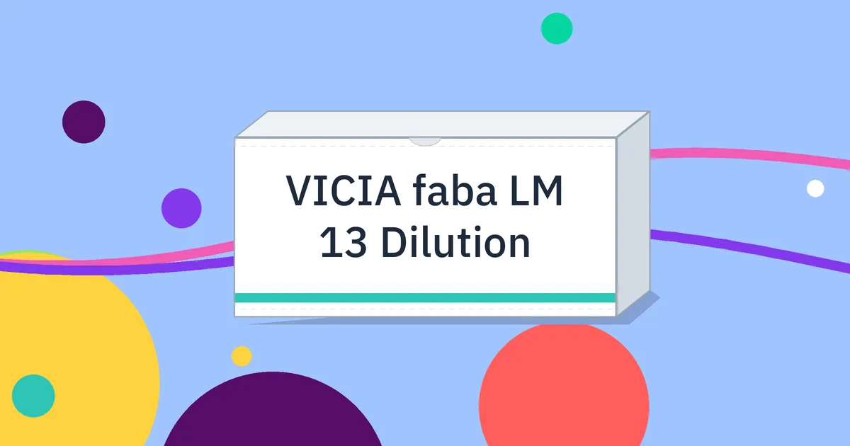 Symbolbild: Packung mit der Aufschrift VICIA faba LM 13 Dilution (PZN 13272734) – Verfügbarkeit und Bezug in Apotheken in Frankfurt am Main