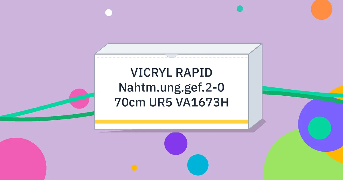 Symbolbild: Packung mit der Aufschrift VICRYL RAPID Nahtm.ung.gef.2-0 70cm UR5 VA1673H (PZN 16392976) – Verfügbarkeit und Bezug in Apotheken in Frankfurt am Main