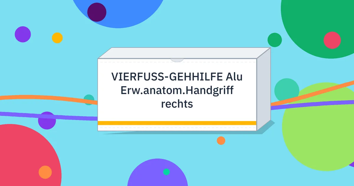 Symbolbild: Packung mit der Aufschrift VIERFUSS-GEHHILFE Alu Erw.anatom.Handgriff rechts (PZN 09901839) – Verfügbarkeit und Bezug in Apotheken in Frankfurt am Main