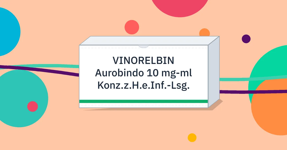 Symbolbild: Packung mit der Aufschrift VINORELBIN Aurobindo 10 mg-ml Konz.z.H.e.Inf.-Lsg. (PZN 10945374) – Verfügbarkeit und Bezug in Apotheken in Frankfurt am Main