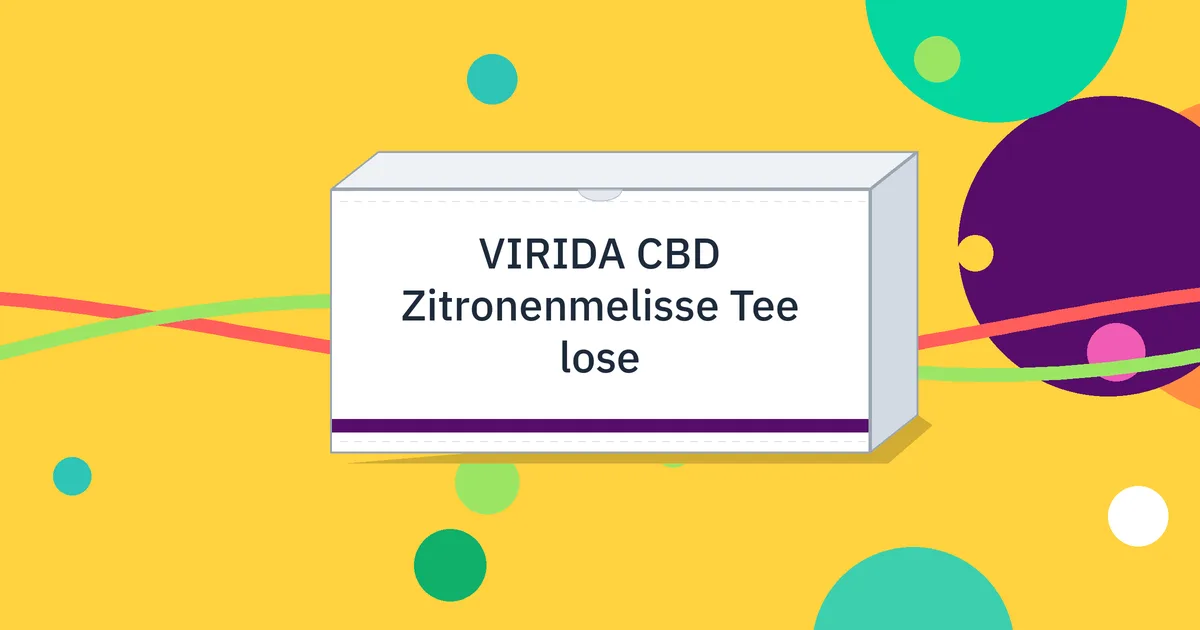 Symbolbild: Packung mit der Aufschrift VIRIDA CBD Zitronenmelisse Tee lose (PZN 17536213) – Verfügbarkeit und Bezug in Apotheken in Frankfurt am Main