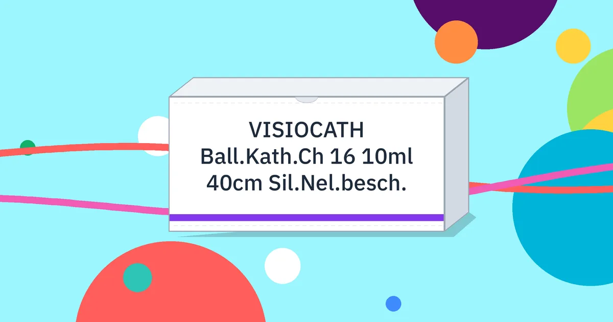 Symbolbild: Packung mit der Aufschrift VISIOCATH Ball.Kath.Ch 16 10ml 40cm Sil.Nel.besch. (PZN 18306030) – Verfügbarkeit und Bezug in Apotheken in Frankfurt am Main