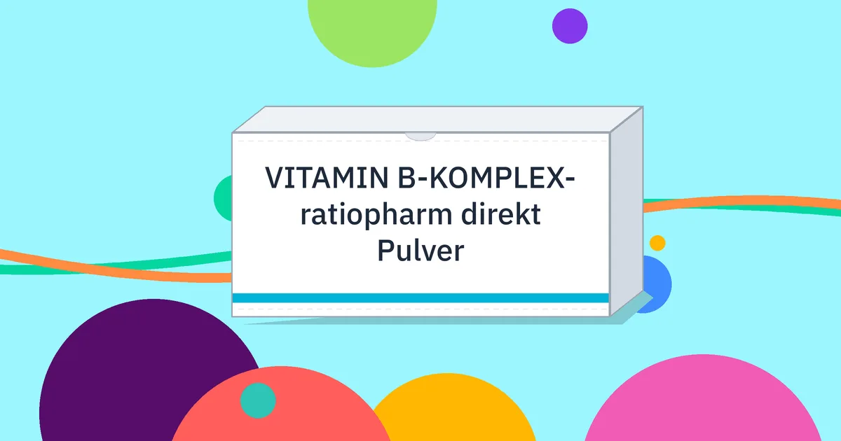 Symbolbild: Packung mit der Aufschrift VITAMIN B-KOMPLEX-ratiopharm direkt Pulver (PZN 16783197) – Verfügbarkeit und Bezug in Apotheken in Frankfurt am Main