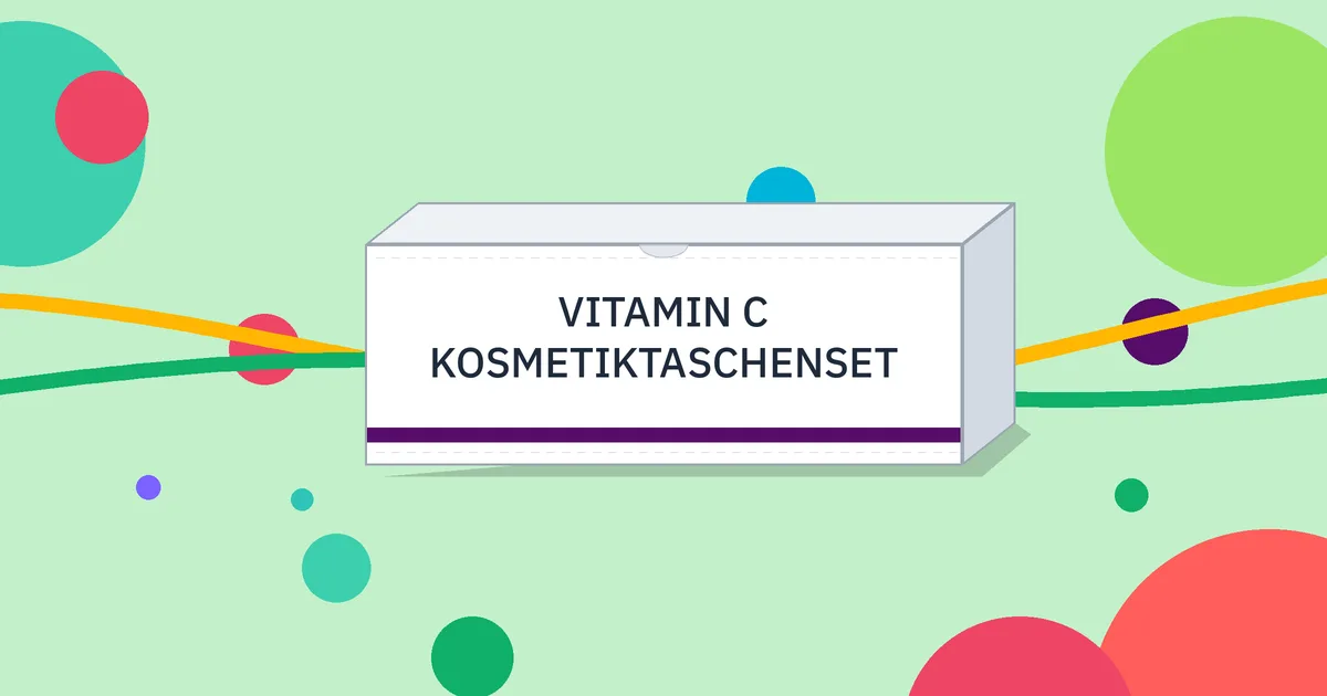 Symbolbild: Packung mit der Aufschrift VITAMIN C KOSMETIKTASCHENSET (PZN 18395878) – Verfügbarkeit und Bezug in Apotheken in Frankfurt am Main