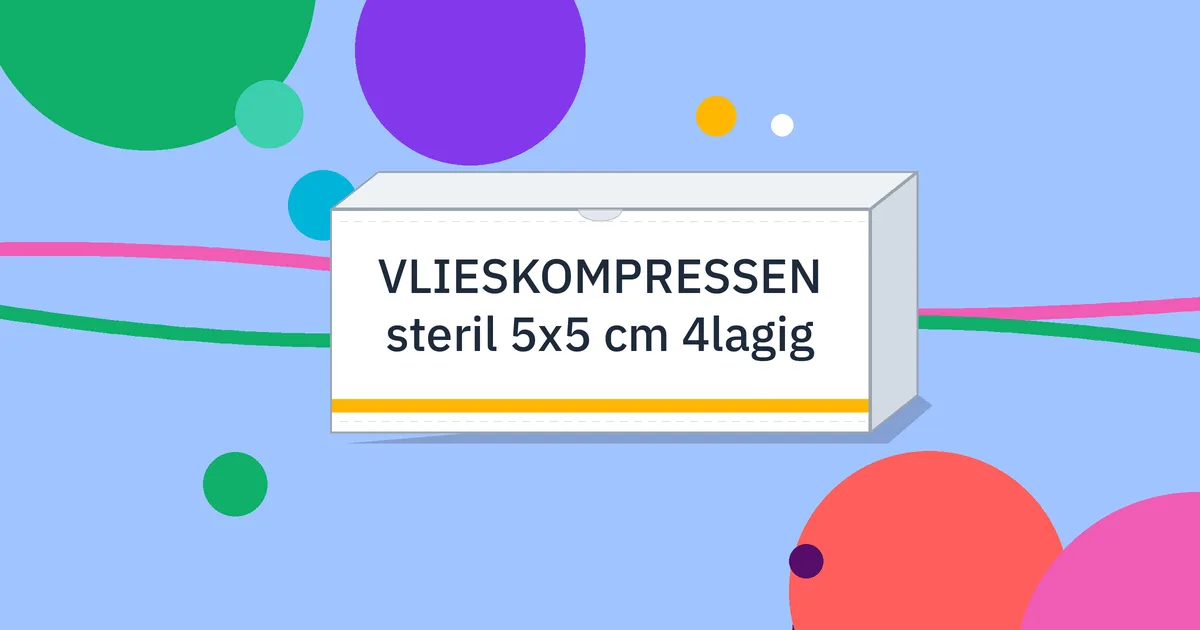 Symbolbild: Packung mit der Aufschrift VLIESKOMPRESSEN steril 5x5 cm 4lagig (PZN 17549569) – Verfügbarkeit und Bezug in Apotheken in Frankfurt am Main