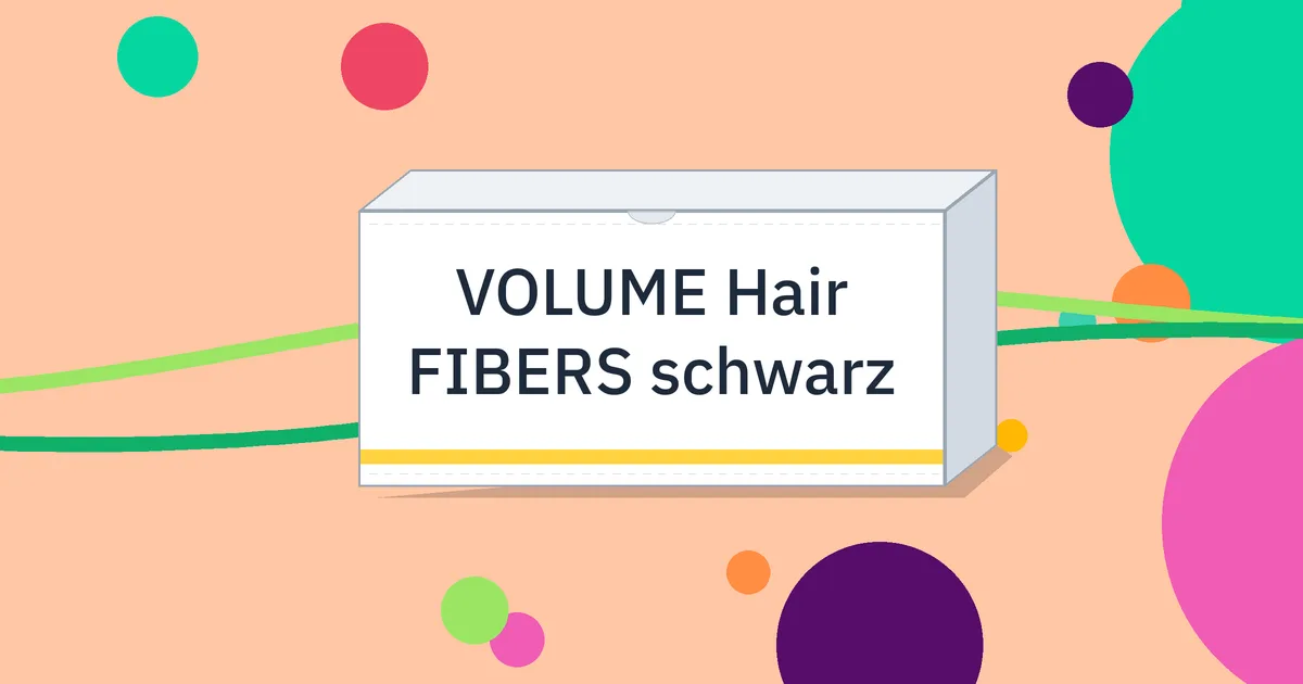 Symbolbild: Packung mit der Aufschrift VOLUME Hair FIBERS schwarz (PZN 10629756) – Verfügbarkeit und Bezug in Apotheken in Frankfurt am Main