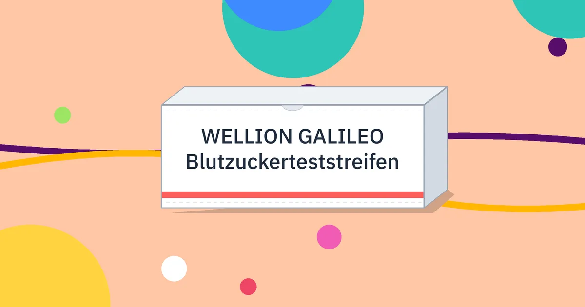 Symbolbild: Packung mit der Aufschrift WELLION GALILEO Blutzuckerteststreifen (PZN 12470113) – Verfügbarkeit und Bezug in Apotheken in Frankfurt am Main