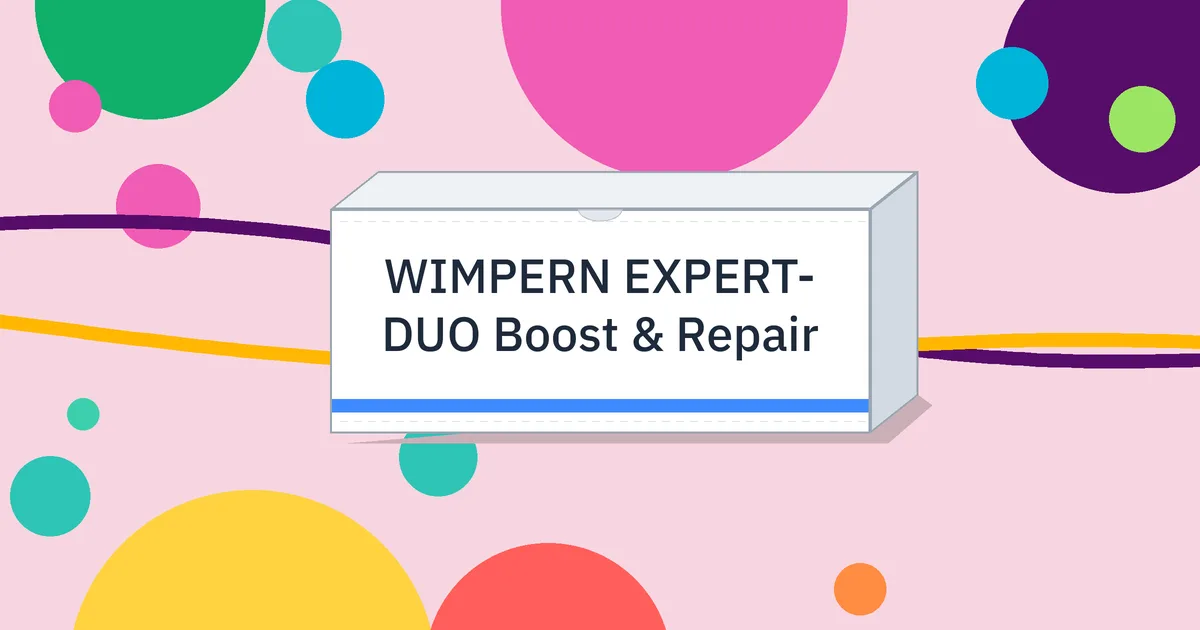 Symbolbild: Packung mit der Aufschrift WIMPERN EXPERT-DUO Boost & Repair (PZN 15375562) – Verfügbarkeit und Bezug in Apotheken in Frankfurt am Main