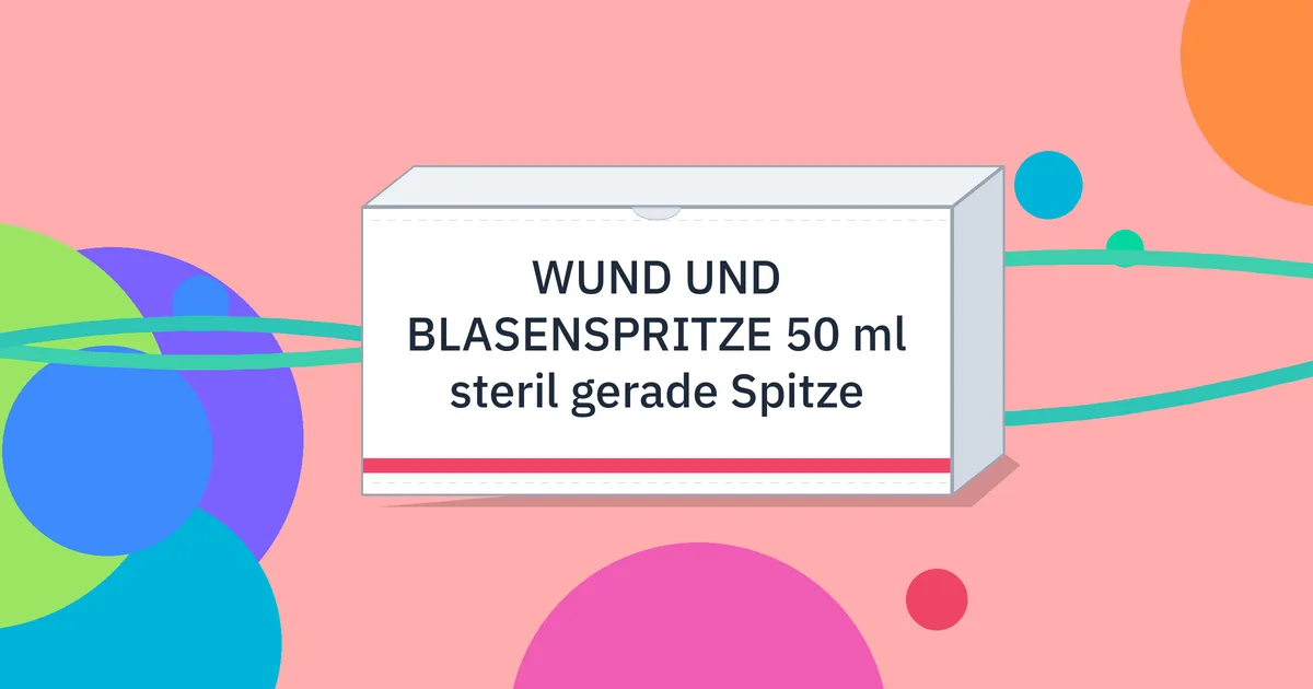 Symbolbild: Packung mit der Aufschrift WUND UND BLASENSPRITZE 50 ml steril gerade Spitze (PZN 05553821) – Verfügbarkeit und Bezug in Apotheken in Frankfurt am Main