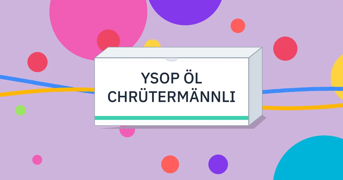 Symbolbild: Packung mit der Aufschrift YSOP ÖL CHRÜTERMÄNNLI (PZN 07197589) – Verfügbarkeit und Bezug in Apotheken in Frankfurt am Main