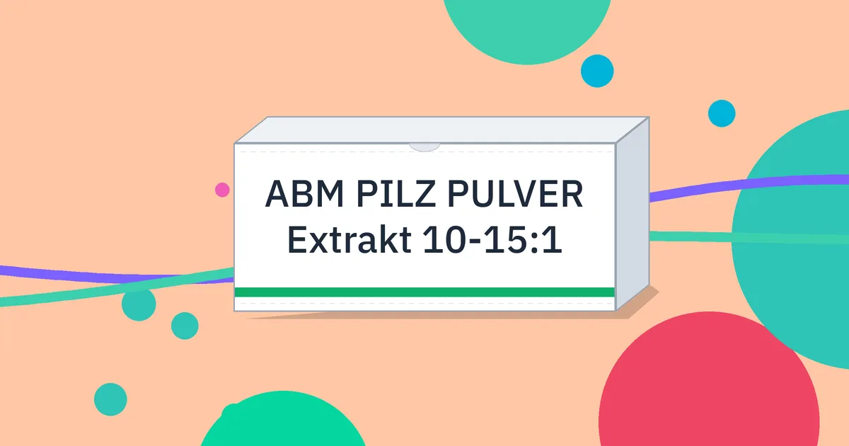 Symbolbild: Packung mit der Aufschrift ABM PILZ PULVER Extrakt 10-15:1 (PZN 03837454) – Verfügbarkeit und Bezug in Apotheken in Frankfurt am Main