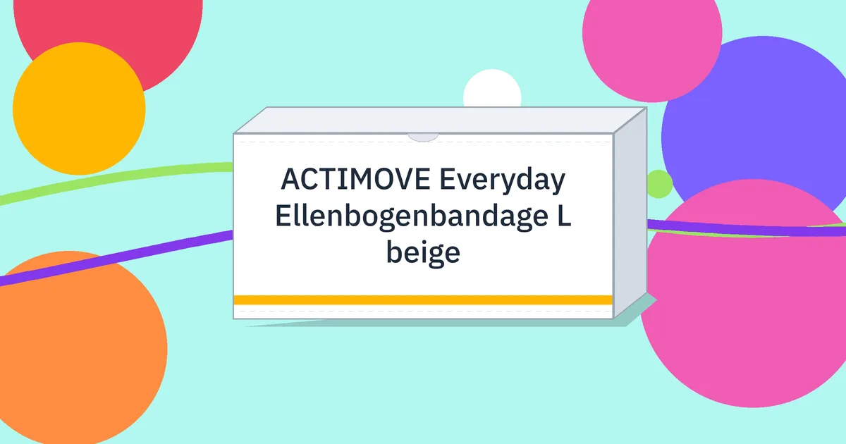 Symbolbild: Packung mit der Aufschrift ACTIMOVE Everyday Ellenbogenbandage L beige (PZN 18328528) – Verfügbarkeit und Bezug in Apotheken in Frankfurt am Main