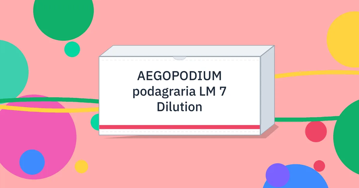 Symbolbild: Packung mit der Aufschrift AEGOPODIUM podagraria LM 7 Dilution (PZN 13298136) – Verfügbarkeit und Bezug in Apotheken in Frankfurt am Main