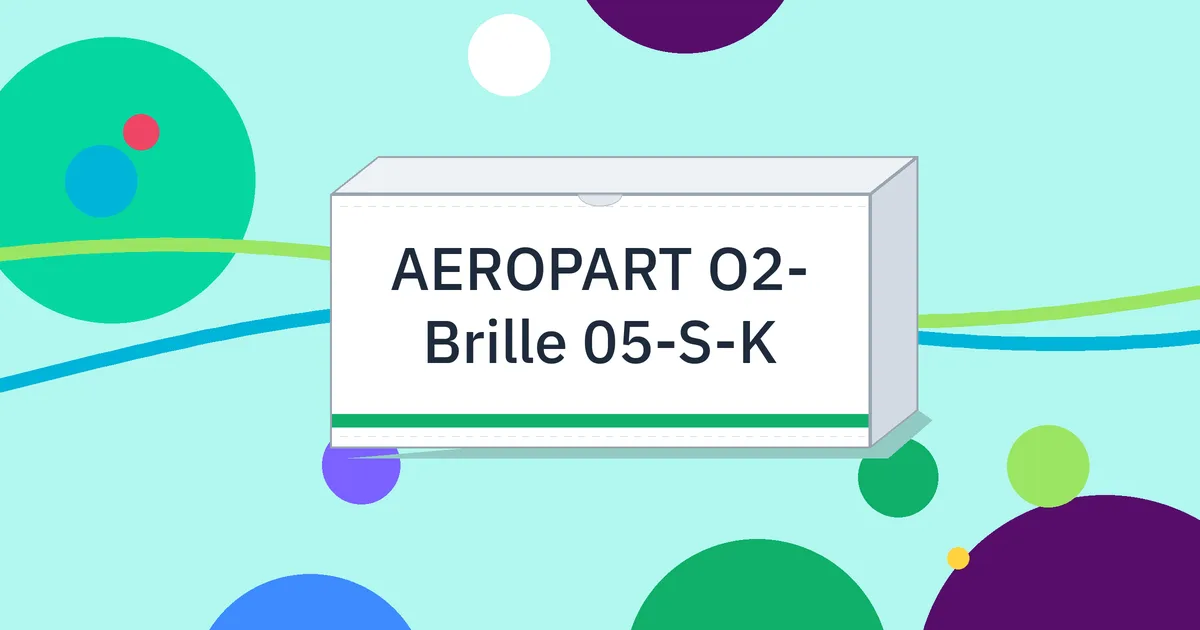 Symbolbild: Packung mit der Aufschrift AEROPART O2-Brille 05-S-K (PZN 02295181) – Verfügbarkeit und Bezug in Apotheken in Frankfurt am Main
