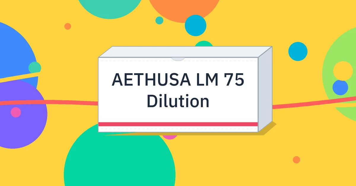 Symbolbild: Packung mit der Aufschrift AETHUSA LM 75 Dilution (PZN 12756080) – Verfügbarkeit und Bezug in Apotheken in Frankfurt am Main
