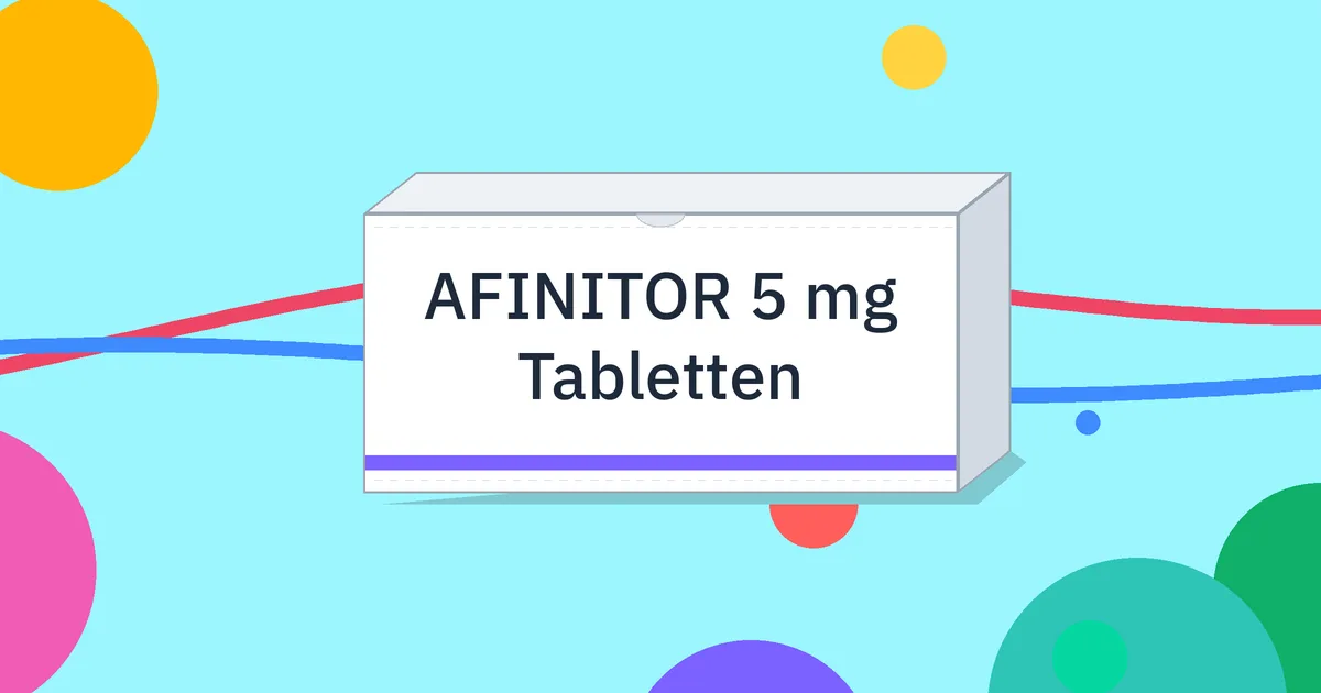 Symbolbild: Packung mit der Aufschrift AFINITOR 5 mg Tabletten (PZN 15862954) – Verfügbarkeit und Bezug in Apotheken in Frankfurt am Main