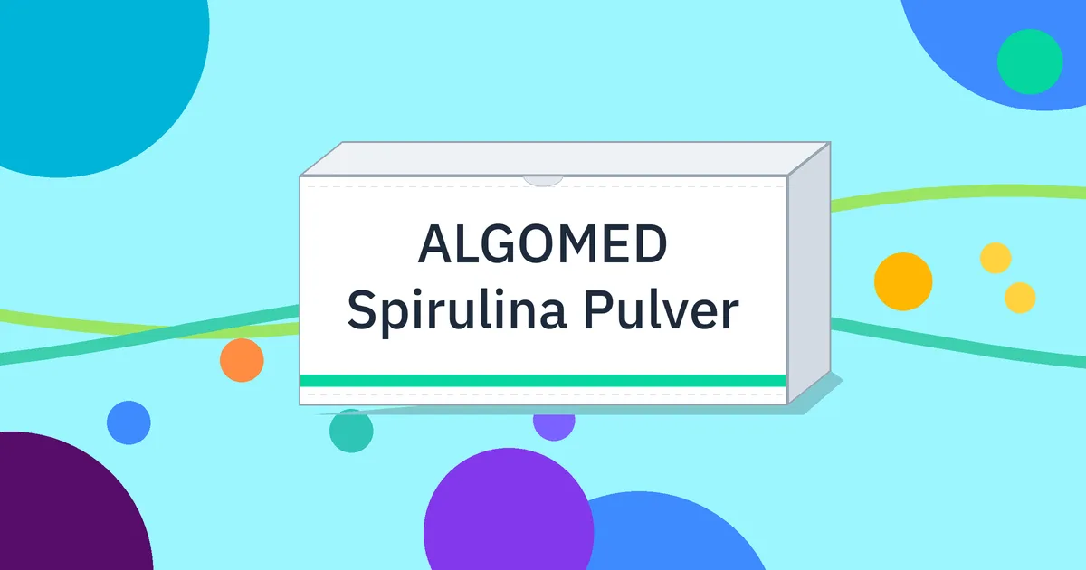 Symbolbild: Packung mit der Aufschrift ALGOMED Spirulina Pulver (PZN 19403858) – Verfügbarkeit und Bezug in Apotheken in Frankfurt am Main