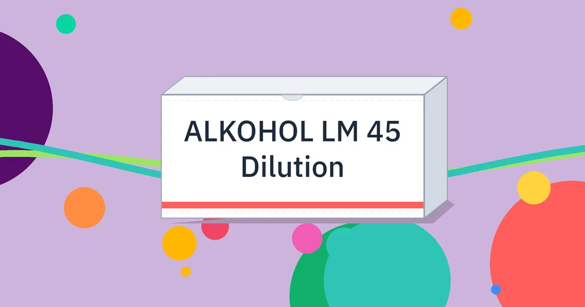 Symbolbild: Packung mit der Aufschrift ALKOHOL LM 45 Dilution (PZN 13311345) – Verfügbarkeit und Bezug in Apotheken in Frankfurt am Main