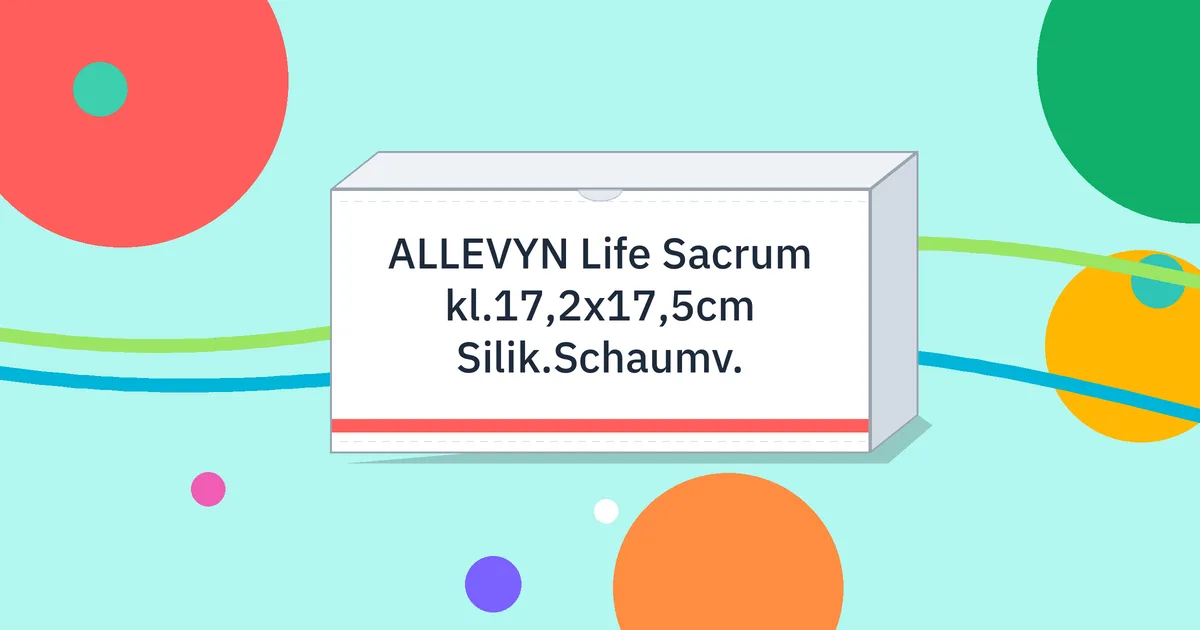 Symbolbild: Packung mit der Aufschrift ALLEVYN Life Sacrum kl.17,2x17,5cm Silik.Schaumv. (PZN 19462068) – Verfügbarkeit und Bezug in Apotheken in Frankfurt am Main