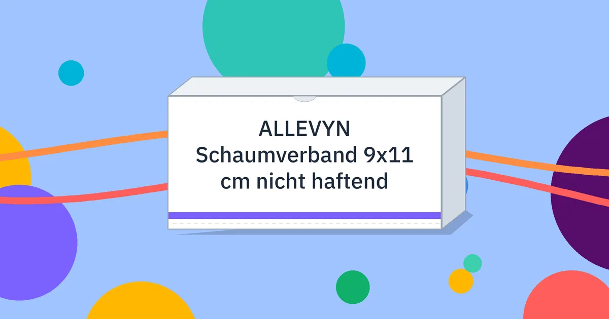 Symbolbild: Packung mit der Aufschrift ALLEVYN Schaumverband 9x11 cm nicht haftend (PZN 02176789) – Verfügbarkeit und Bezug in Apotheken in Frankfurt am Main