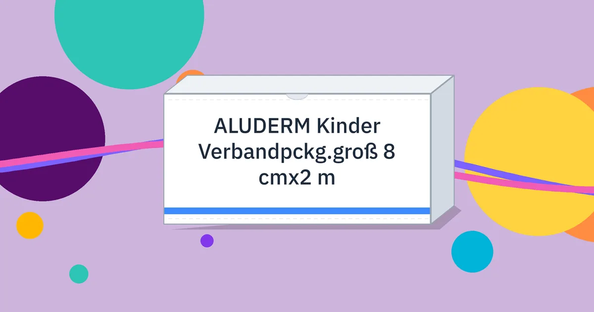 Symbolbild: Packung mit der Aufschrift ALUDERM Kinder Verbandpckg.groß 8 cmx2 m (PZN 00118575) – Verfügbarkeit und Bezug in Apotheken in Frankfurt am Main