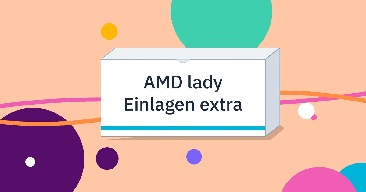 Symbolbild: Packung mit der Aufschrift AMD lady Einlagen extra (PZN 14210882) – Verfügbarkeit und Bezug in Apotheken in Frankfurt am Main