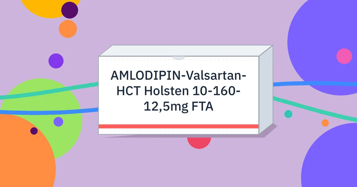 Symbolbild: Packung mit der Aufschrift AMLODIPIN-Valsartan-HCT Holsten 10-160-12,5mg FTA (PZN 18380049) – Verfügbarkeit und Bezug in Apotheken in Frankfurt am Main