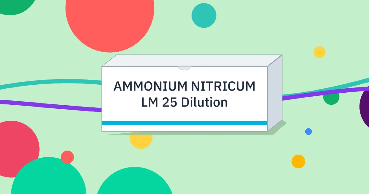 Symbolbild: Packung mit der Aufschrift AMMONIUM NITRICUM LM 25 Dilution (PZN 13321941) – Verfügbarkeit und Bezug in Apotheken in Frankfurt am Main