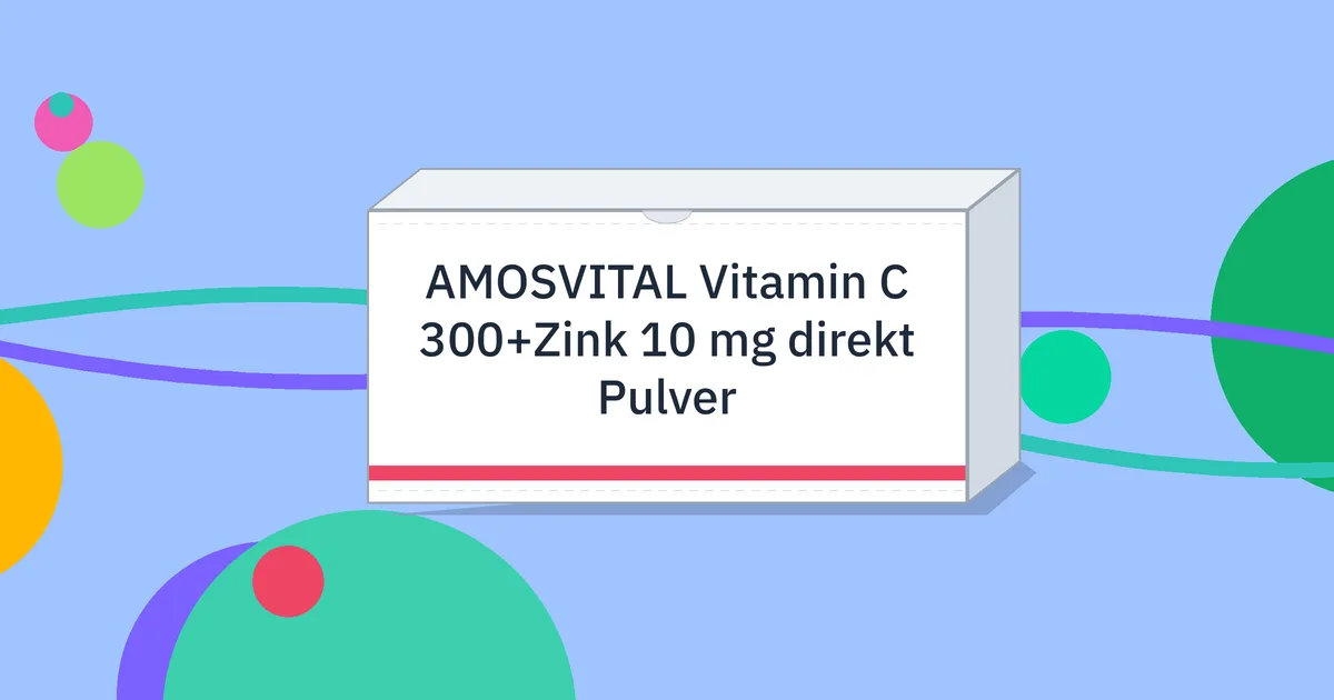 Symbolbild: Packung mit der Aufschrift AMOSVITAL Vitamin C 300+Zink 10 mg direkt Pulver (PZN 16820538) – Verfügbarkeit und Bezug in Apotheken in Frankfurt am Main