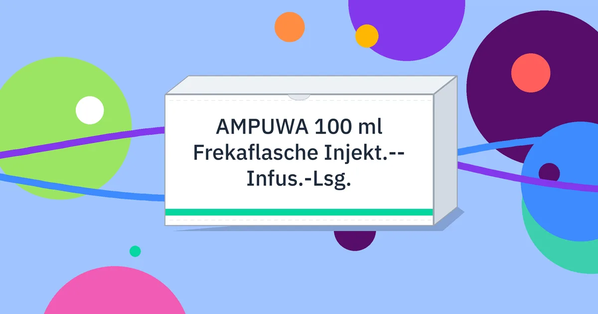 Symbolbild: Packung mit der Aufschrift AMPUWA 100 ml Frekaflasche Injekt.--Infus.-Lsg. (PZN 06178414) – Verfügbarkeit und Bezug in Apotheken in Frankfurt am Main