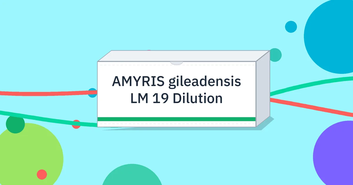 Symbolbild: Packung mit der Aufschrift AMYRIS gileadensis LM 19 Dilution (PZN 13327062) – Verfügbarkeit und Bezug in Apotheken in Frankfurt am Main