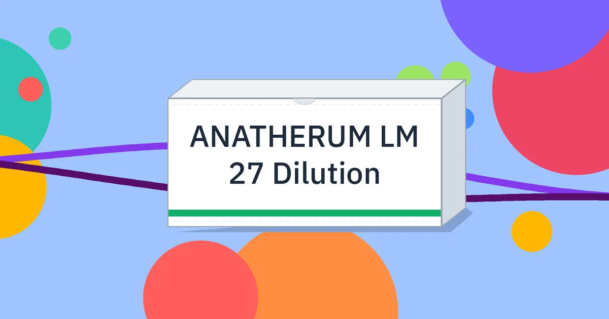 Symbolbild: Packung mit der Aufschrift ANATHERUM LM 27 Dilution (PZN 13328989) – Verfügbarkeit und Bezug in Apotheken in Frankfurt am Main