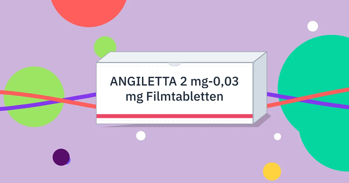 Symbolbild: Packung mit der Aufschrift ANGILETTA 2 mg-0,03 mg Filmtabletten (PZN 09758520) – Verfügbarkeit und Bezug in Apotheken in Frankfurt am Main