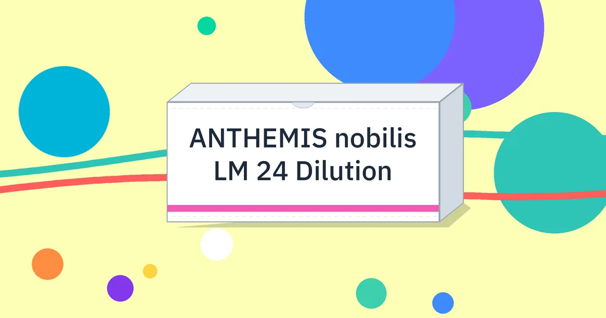 Symbolbild: Packung mit der Aufschrift ANTHEMIS nobilis LM 24 Dilution (PZN 12763482) – Verfügbarkeit und Bezug in Apotheken in Frankfurt am Main
