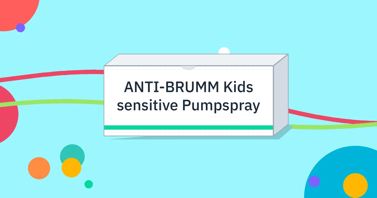 Symbolbild: Packung mit der Aufschrift ANTI-BRUMM Kids sensitive Pumpspray (PZN 17816177) – Verfügbarkeit und Bezug in Apotheken in Frankfurt am Main