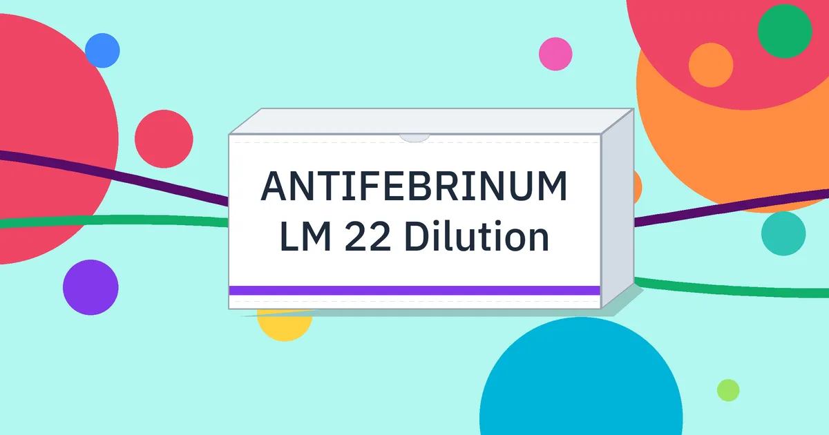 Symbolbild: Packung mit der Aufschrift ANTIFEBRINUM LM 22 Dilution (PZN 13371815) – Verfügbarkeit und Bezug in Apotheken in Frankfurt am Main